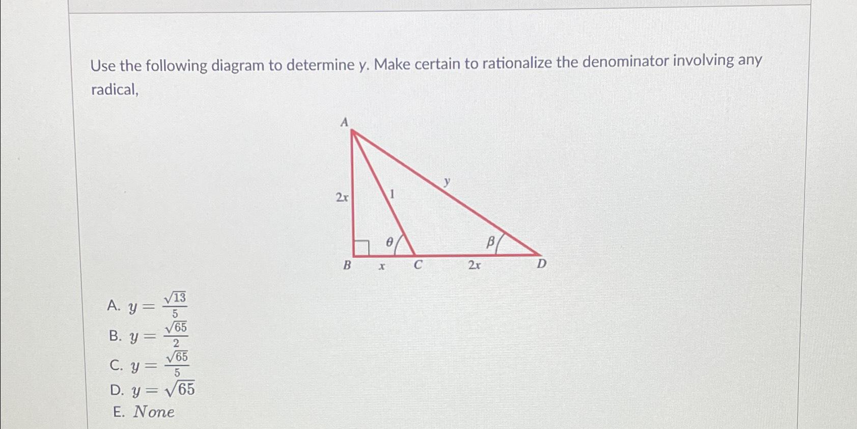 Solved Use the following diagram to determine y. ﻿Make | Chegg.com