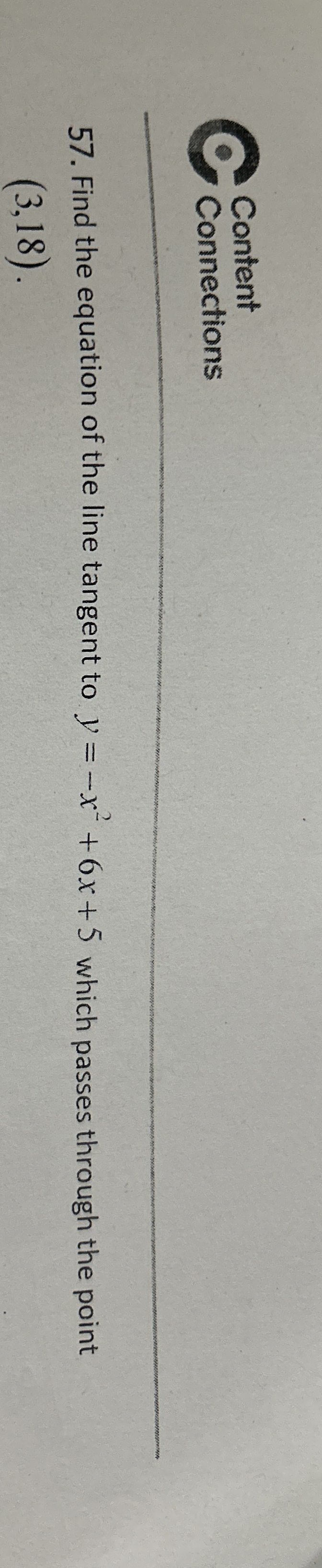 Solved ContentConnections57. ﻿Find the equation of the line | Chegg.com