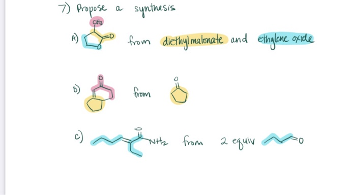 Solved 7) Propose synthesis CH3 A) from diethyl malonate and | Chegg.com