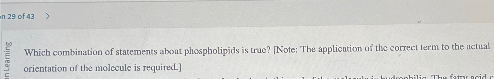 Solved n 29 ﻿of 43Which combination of statements about | Chegg.com