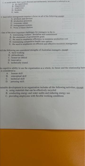 Solved 1. A social entigy that is goal directed and | Chegg.com