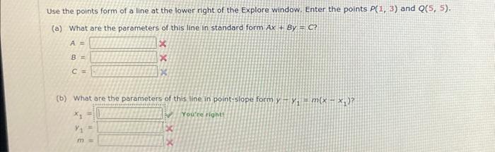 Solved Use the points form of a line at the lower right of | Chegg.com