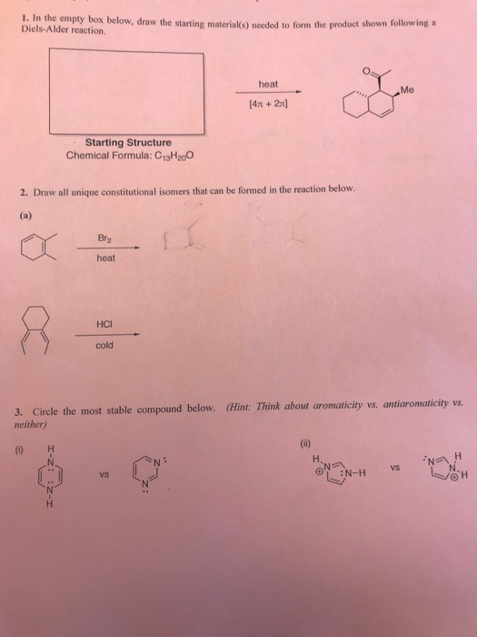 Solved 1. In the empty box below, draw the starting | Chegg.com