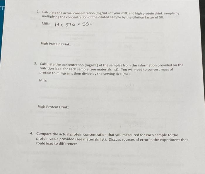 Solved PART II: DETERMINATION OF PROTEIN CONTENT USING | Chegg.com