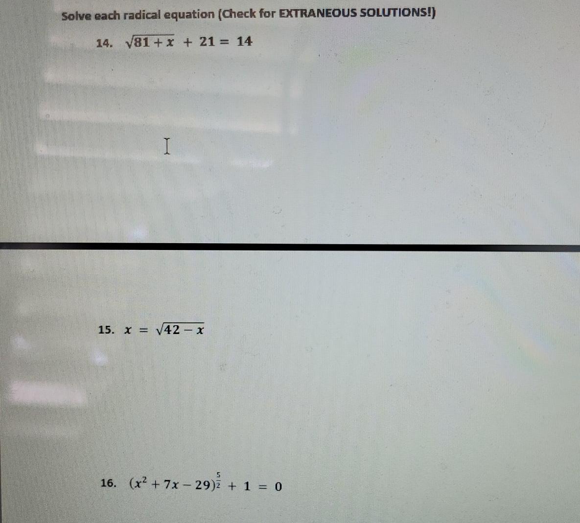 Solved Solve each radical equation (Check for EXTRANEOUS | Chegg.com