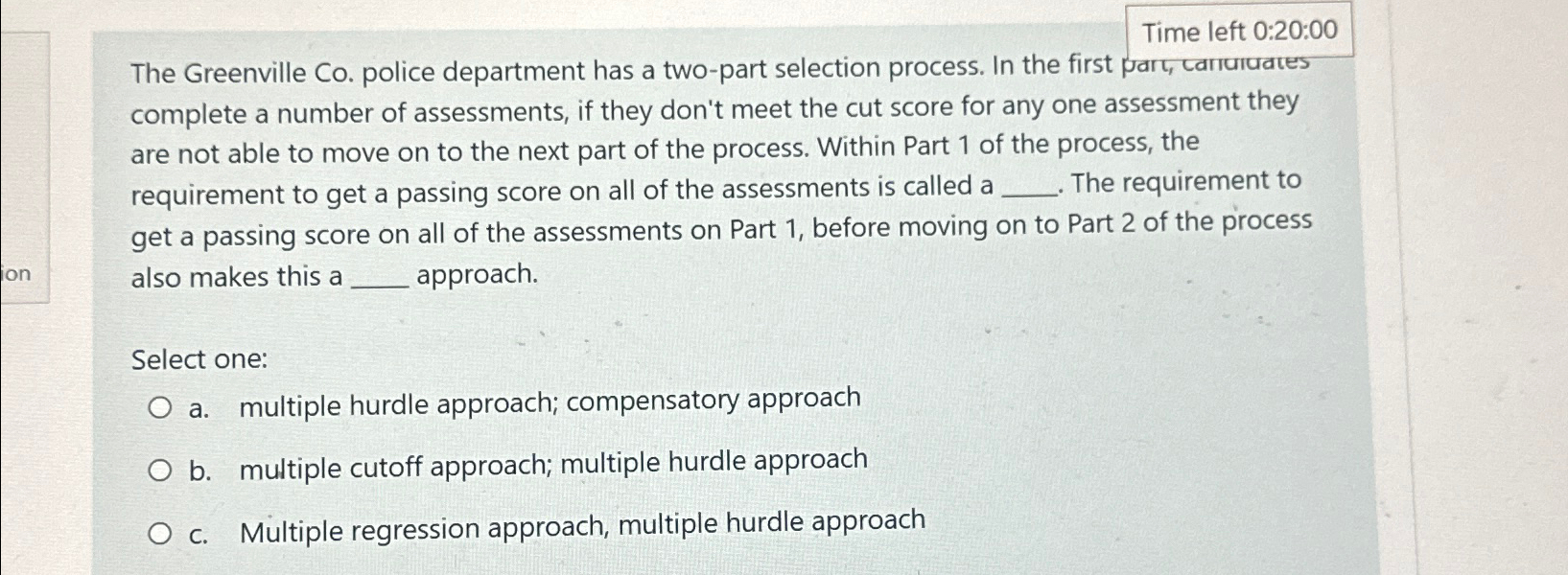 Solved Time left 0:20:00The Greenville Co. ﻿police | Chegg.com