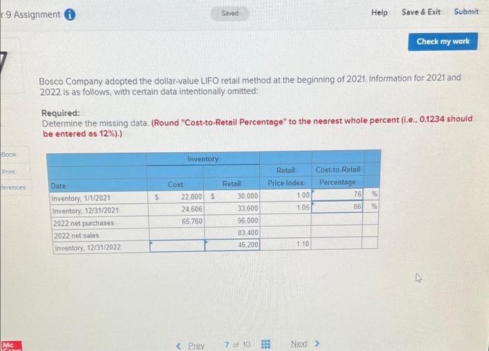Solved 9 Assignment Saved Help Save & Exit Submit Check my | Chegg.com