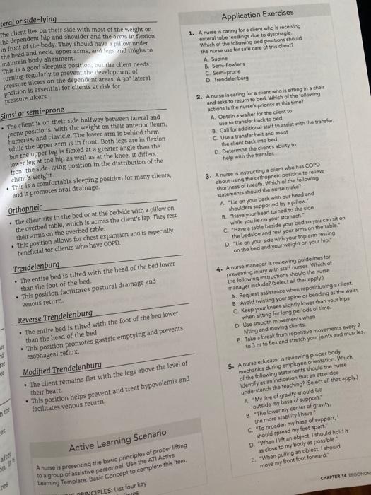 Solved ergonomic principle : moving a client up in bed ( | Chegg.com