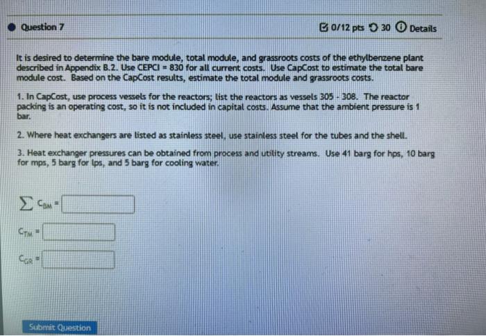 Solved It is desired to determine the bare module, total | Chegg.com