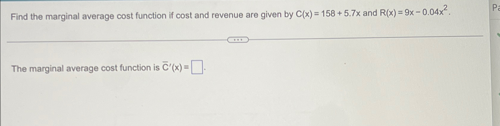 Solved Find the marginal average cost function if cost and | Chegg.com