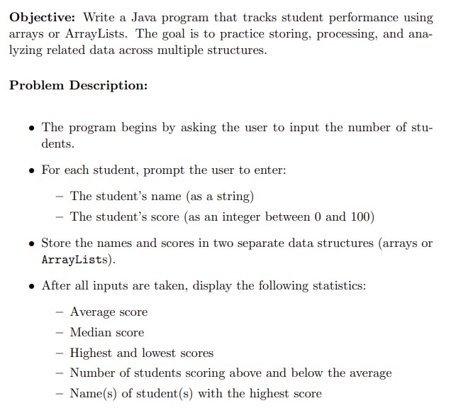 Solved Write a Java program that performs and follows these | Chegg.com
