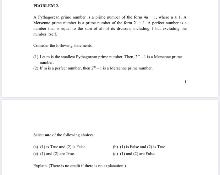 Solved PROBLEM 2. A Pythagorean prime number is a prime | Chegg.com