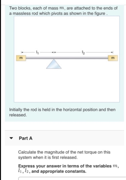 Solved Two blocks, each of mass m, are attached to the ends | Chegg.com