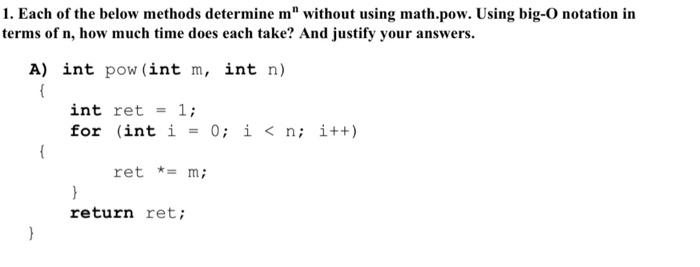 Solved Each of the below methods determine mn without using | Chegg.com