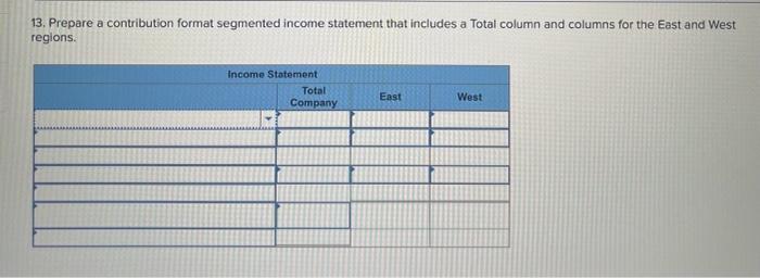 Solved 13. Prepare a contribution format segmented income | Chegg.com
