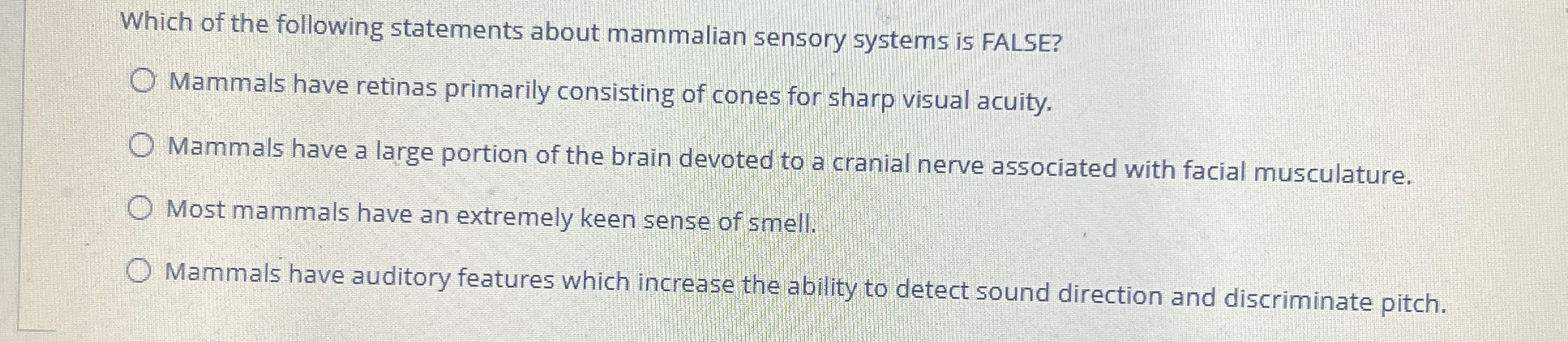 Solved Which of the following statements about mammalian | Chegg.com