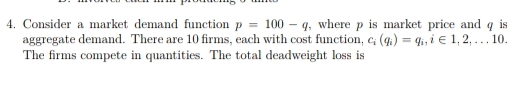 Solved Consider a market demand function p=100-q, ﻿where p | Chegg.com