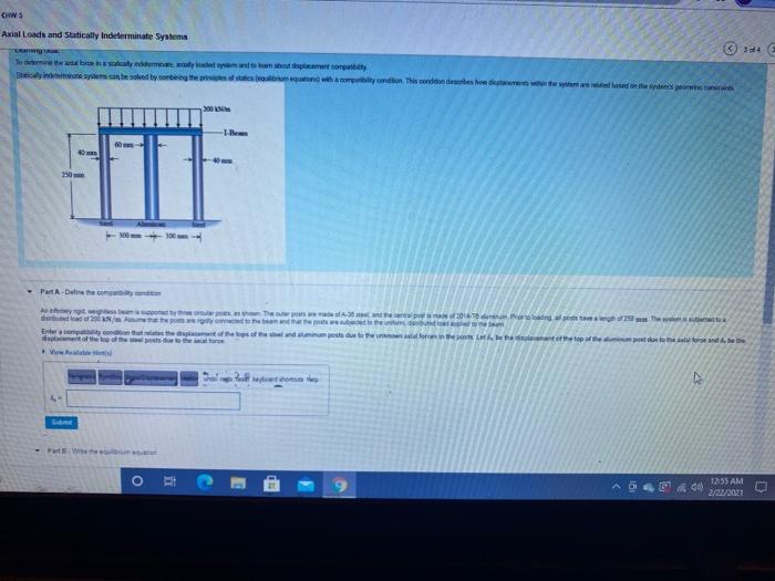 Solved CHWS Axial Loads and statically indeterminate Systems | Chegg.com