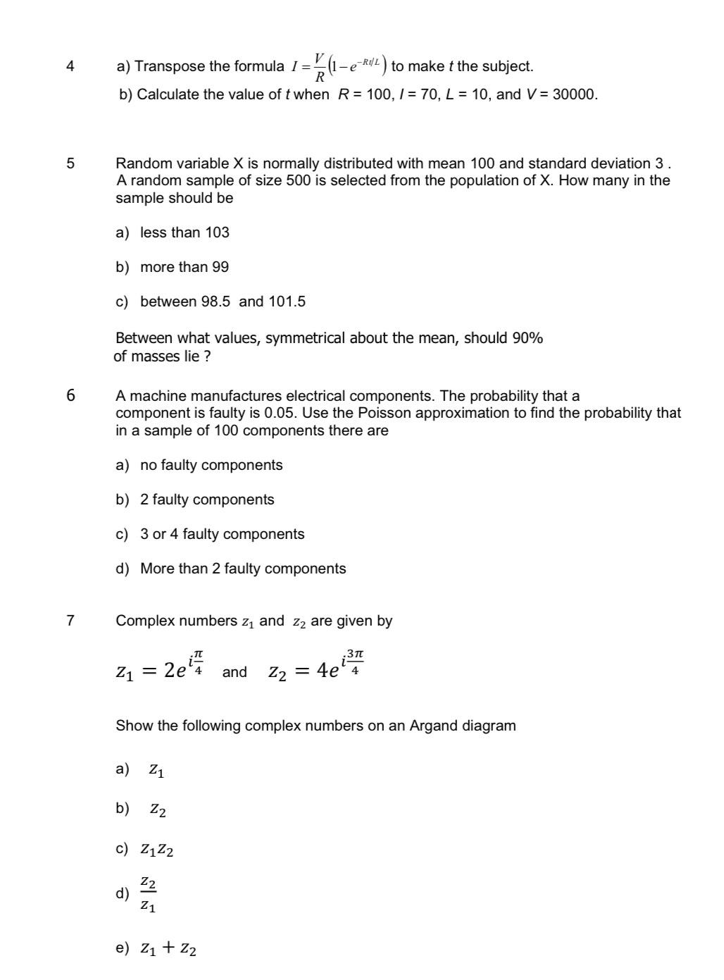 Solved 4a) ﻿Transpose the formula I=VR(1-e-RtL) ﻿to make t | Chegg.com