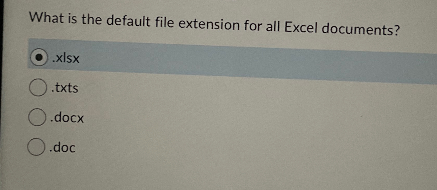 Solved What is the default file extension for all Excel | Chegg.com