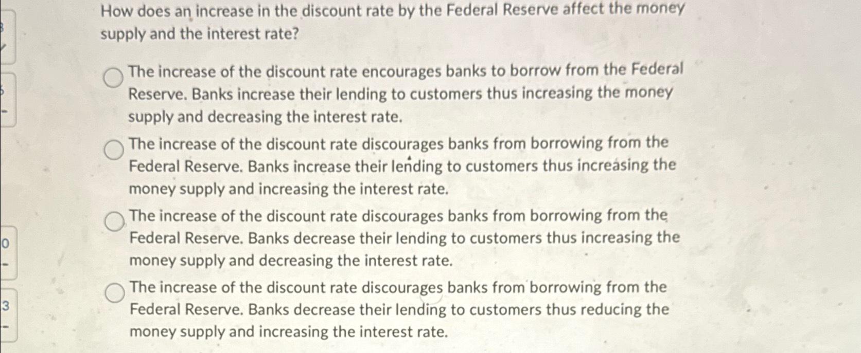 Solved How does an increase in the discount rate by the | Chegg.com