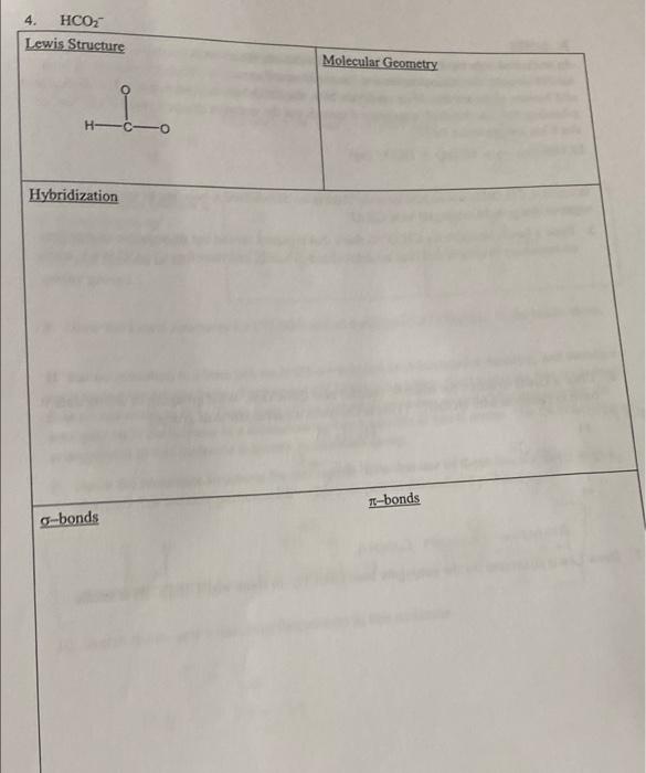 Solved 4. HCO, Lewis Structure Molecular Geometry H | Chegg.com