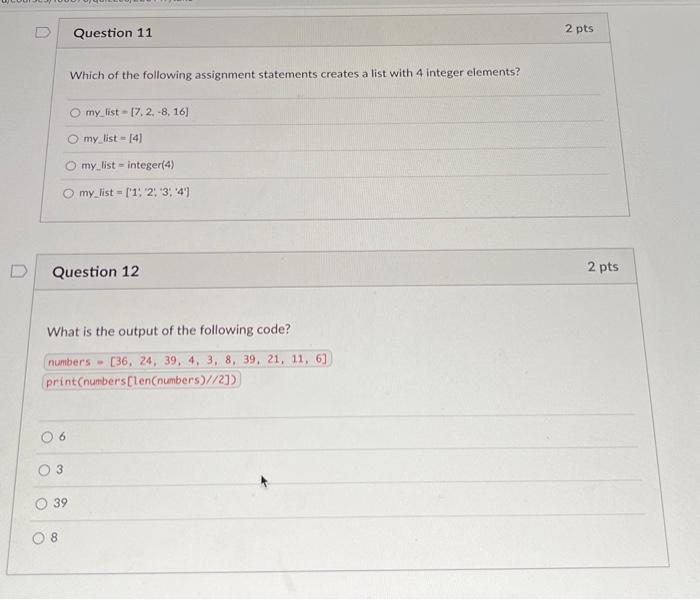 Solved Which of the following assignment statements creates | Chegg.com