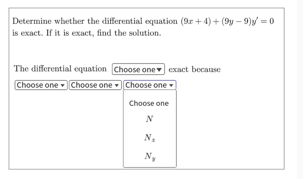 Solved Determine whether the differential equation | Chegg.com