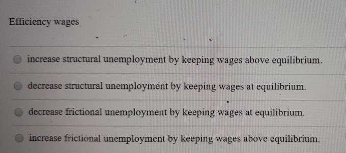 Solved Efficiency wages increase structural unemployment by | Chegg.com