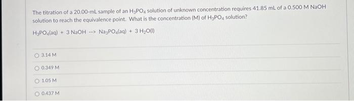 Solved The titration of a 20.00-mL sample of an H3PO4 | Chegg.com
