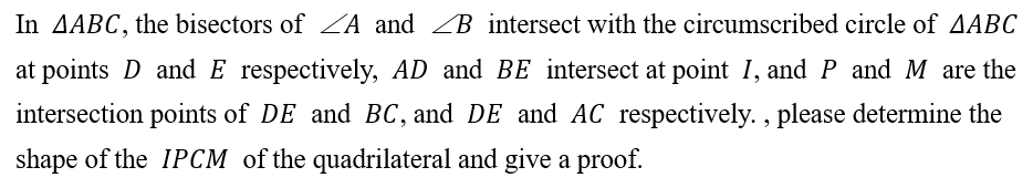 Solved In triangle ABC, the bisectors of angle A and angle B | Chegg.com