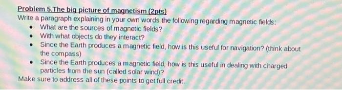Solved Problem 5.The big picture of magnetism (2pts) Write a | Chegg.com