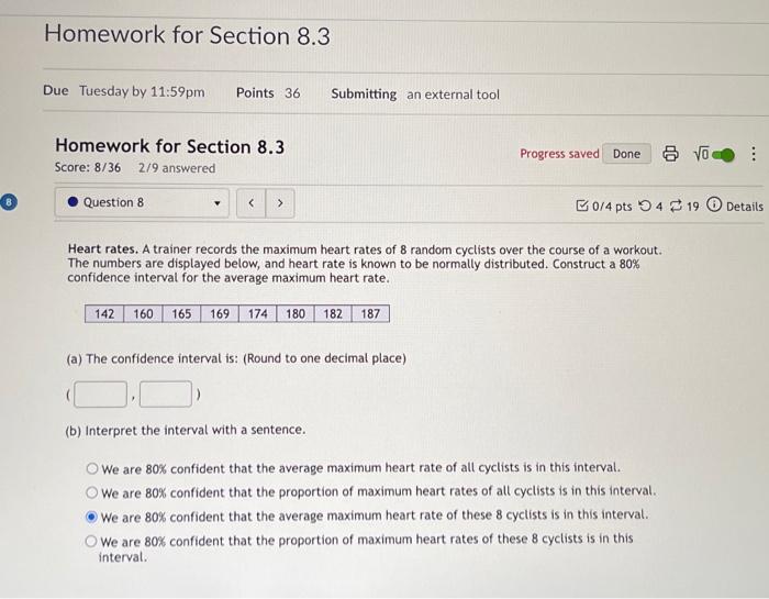 Solved Homework for Section 8.3 Score: 8/36 2/9 answered | Chegg.com