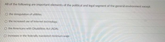 Solved All of the following are important elements of the | Chegg.com