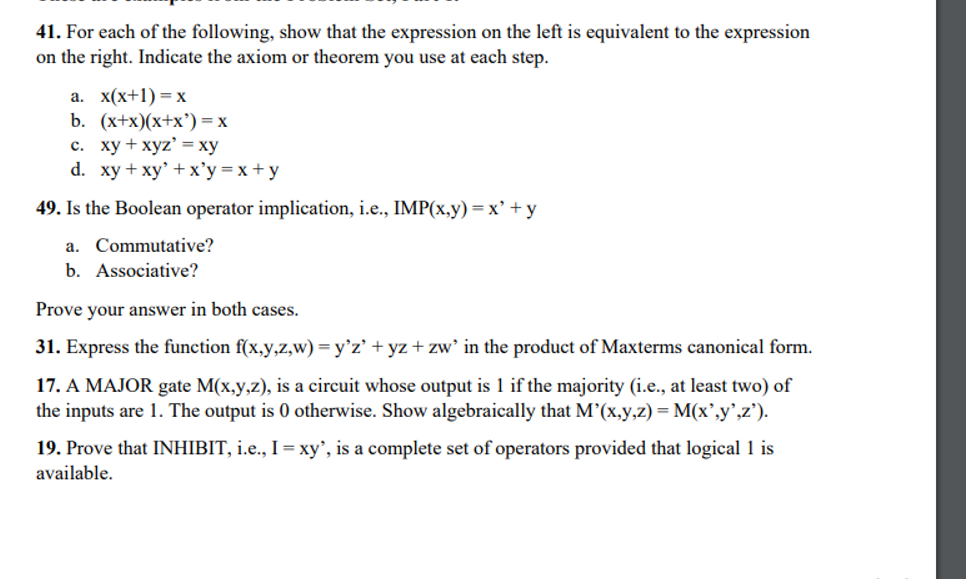 Solved For each of the following, show that the expression | Chegg.com