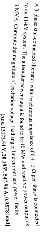 Solved A 3-phase star-connected alternator with synchronous | Chegg.com