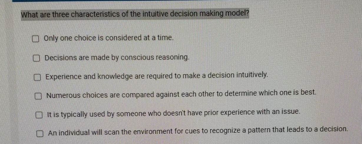 Solved What are three characteristics of the intuitive | Chegg.com