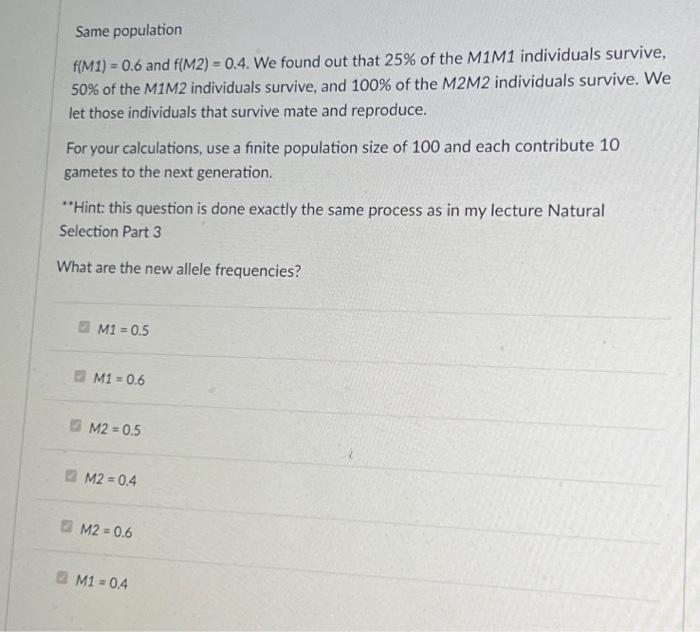 Solved Same population f(M1)=0.6 and f(M2)=0.4. We found out | Chegg.com