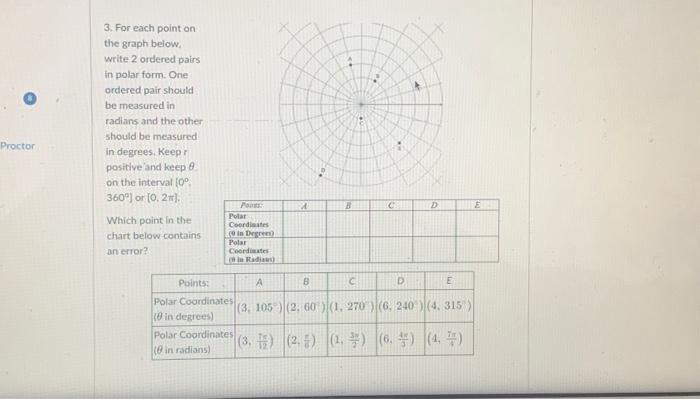 Solved 8 Proctor 3. For each point on the graph below, write | Chegg.com