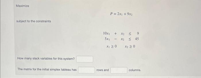 Solved For each system, determine the number of slack | Chegg.com