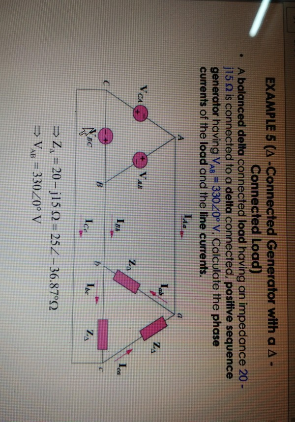 Solved EXAMPLE 5 (A -Connected Generator with a A. Connected | Chegg.com