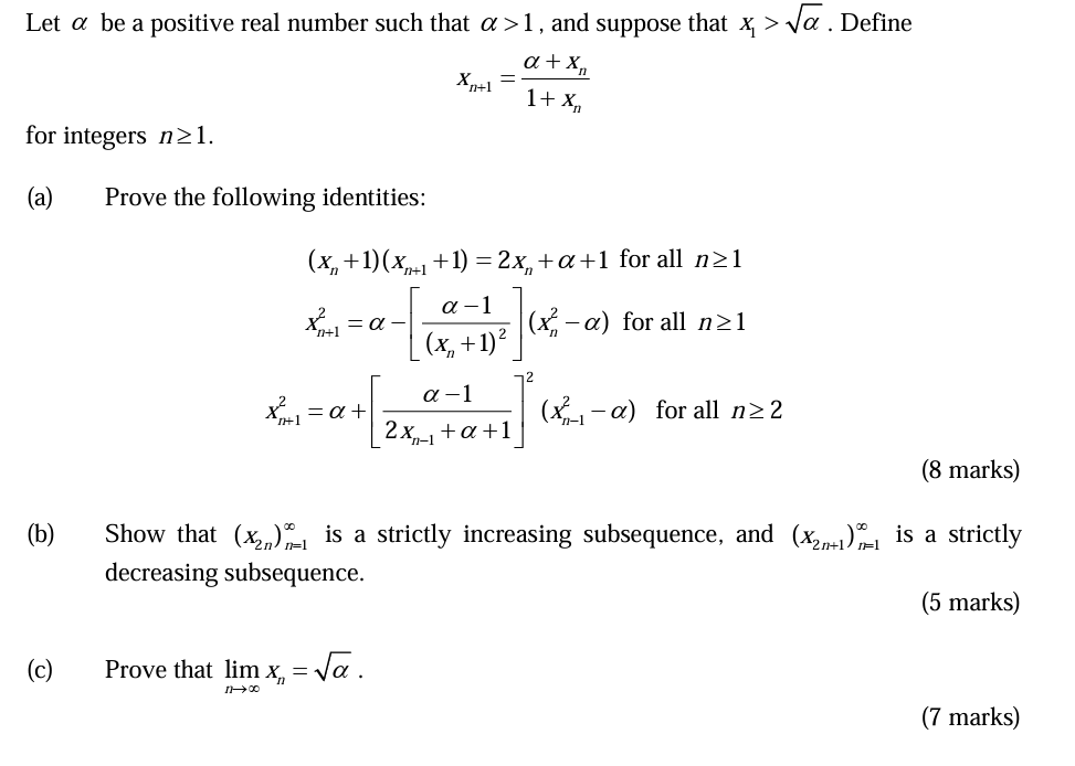 Solved Let α ﻿be a positive real number such that α>1, ﻿and | Chegg.com
