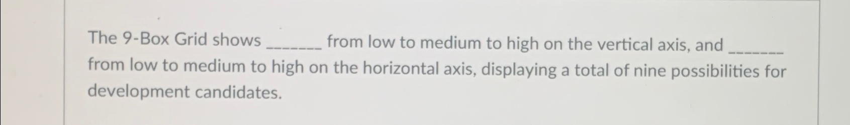 Solved The 9-Box Grid shows from low to medium to high on | Chegg.com