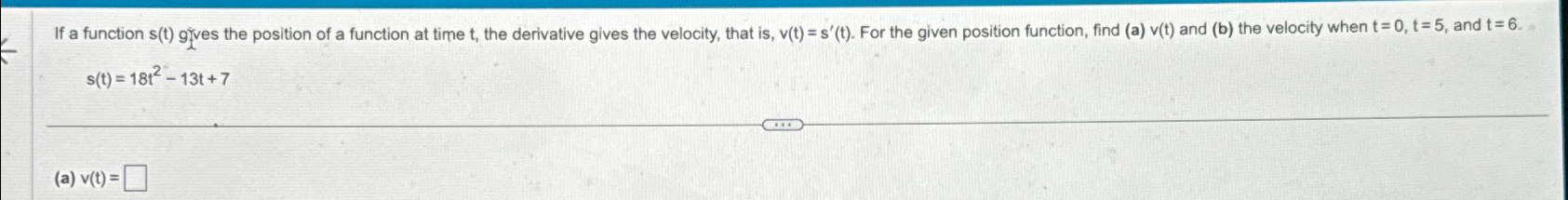 Solved If a function s(t) ﻿gives the position of a function | Chegg.com