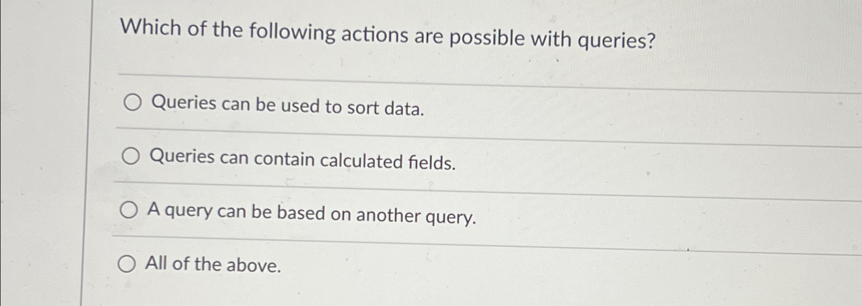 Solved Which of the following actions are possible with | Chegg.com