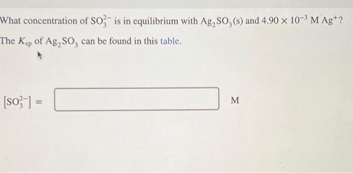 Solved What concentration of SO32− is in equilibrium with | Chegg.com