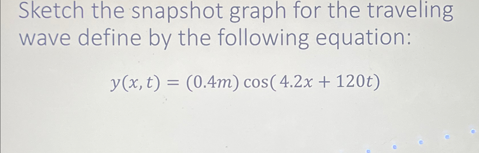 Solved Sketch the snapshot graph for the traveling wave | Chegg.com