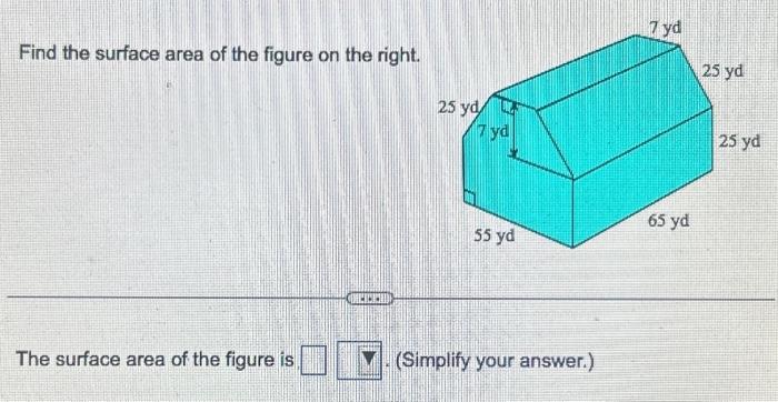 Solved Find the surface area of the figure on the right. The | Chegg.com