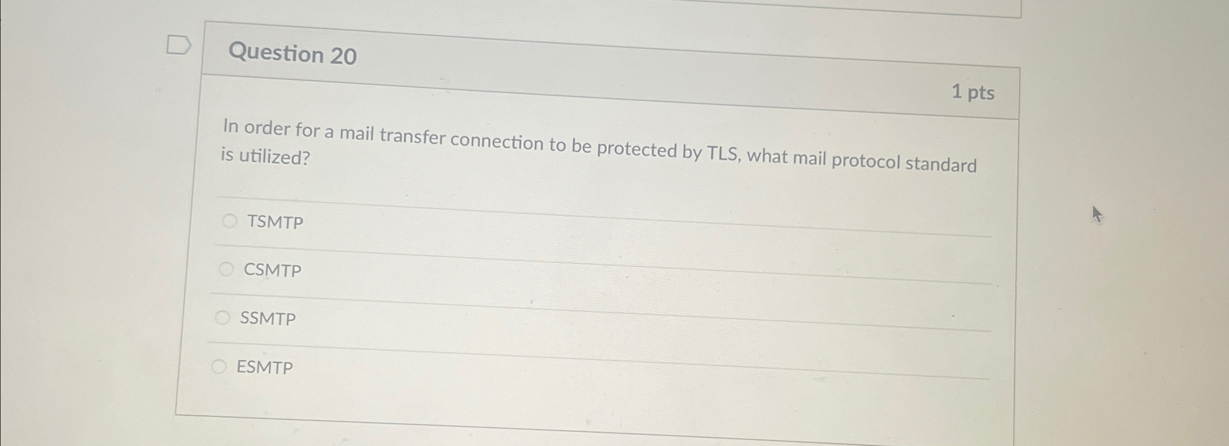Solved Question 201 ﻿ptsIn order for a mail transfer | Chegg.com