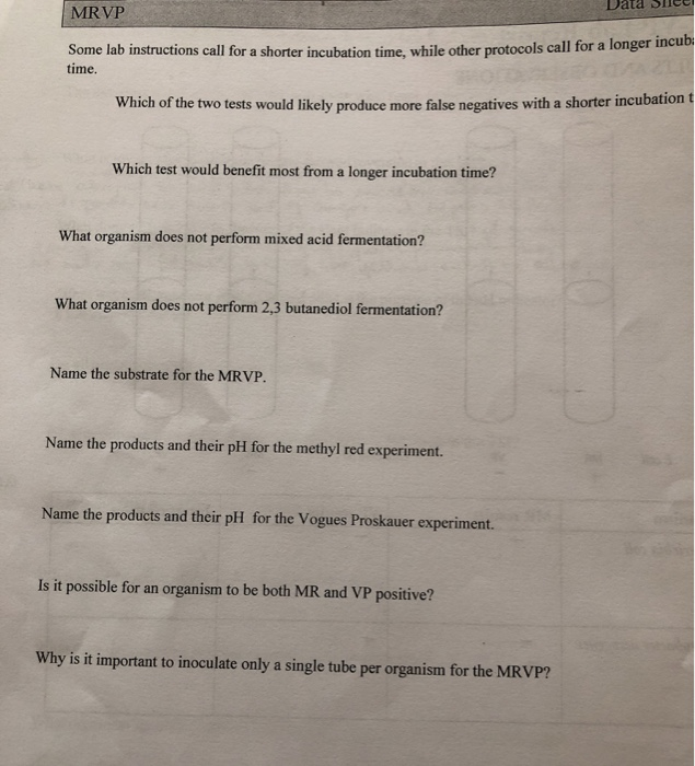 Solved Data Shee MRVP Some lab instructions call for a | Chegg.com